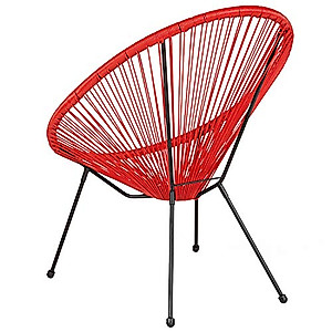 EMMA + OLIVER Red Papasan Bungee Lounge Chair