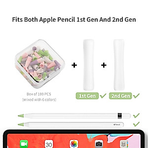 100 pcs Silicone Nib Sleeves Compatible with Apple Pencil Tips, Professional Liquid Silicone Nibs Cover Replacement for 1st & 2nd Gen &USB-C, Writing Anti-Slip Protective Case for Apple iPad Pencil