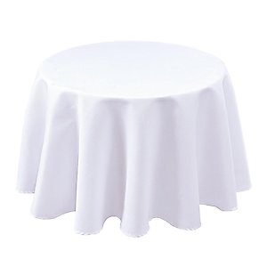 Biscaynebay Textured Fabric Tablecloths Round 70" for Tables' Diameters from 30" to 48", White Water Resistant Tablecloths for Dining, Kitchen, Wedding and Parties etc. Machine Washable
