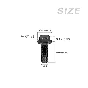 METALLIXITY Flanged Hex Head Bolts (M14x40mm) 4pcs, Hexagon Serrated Flange Bolt Fully Thread Screw - for House Construction Hardware Fasteners