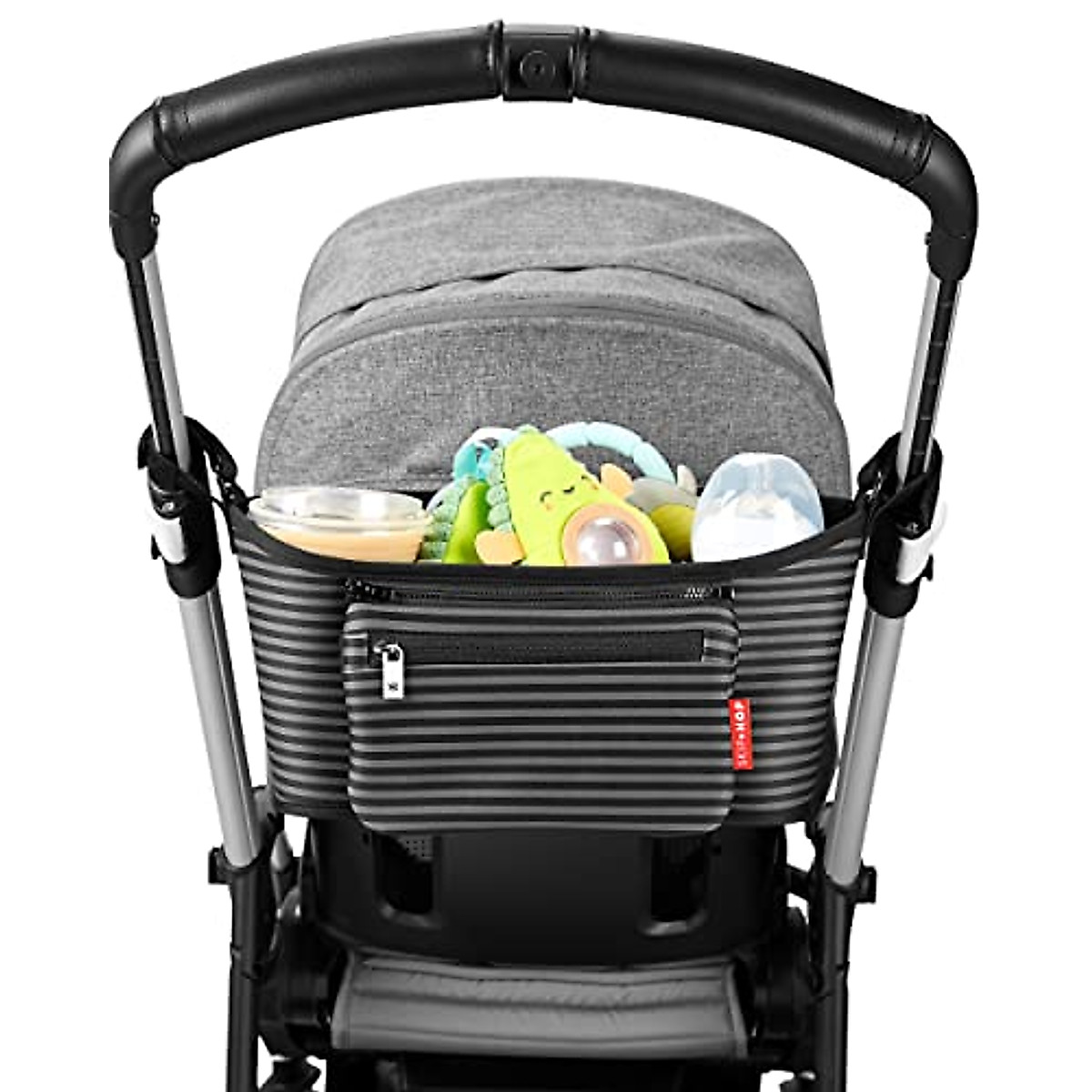 Skip Hop Universal Stroller Organizer, Grab & Go, Black Grey Stripes