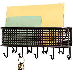 DecoBros Wall Mount Mail Letter and Key Rack Holder Organizer, Bronze