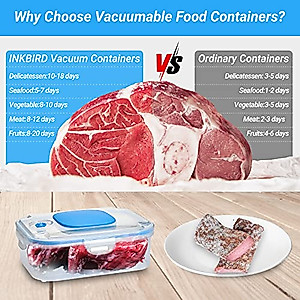 Vacuum Seal Containers Sets for Food Storage,BPA-Free, Various Sizes to Keep Food Fresher, 10oz/27oz/40oz, 6 Piece Set with Lids,3 Methods to Vacuum, Hand Pressure/Vacuum Hose(Diameter Is <1.41'')/Vacuum Pump, Good for INKBIRD VS01&VS03 Vacuum Sealer