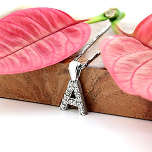 Diamond Wish 14k White Gold Letter A Diamond A to Z Initial Pendant Necklace (1/10cttw) with 18-inch chain