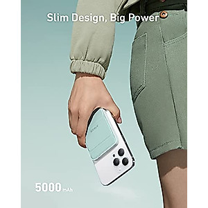 Anker 622 Magnetic Battery (MagGo), 5,000mAh Foldable Magnetic Wireless Portable Charger with Stand and USB-C Port (On The Side), Magsafe-Compatible for iPhone 15/14/13 Series