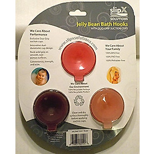 SlipX Solutions Jelly Bean Bath Hooks with Suction Cup Grip (2 Pack) - Roses