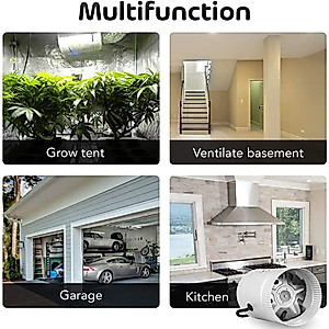 iPower Silent 4 inch Booster Fan 90CFM Inline Blower with 4. 9' Grounded Power Cord, 8 Feet Non-Insulated Flex Air Aluminum Ducting Vent Hose, Quite for Kitchen Bathroom Grow Tent