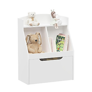 CuisinSmart Bookshelf for Kids, Kids Bookcase Toddler Bookshelf 2 Cube Kids Toy Storage Organizer with Drawer Book Shelves for Kids Room, Playroom, Nursery and Kindergarten White