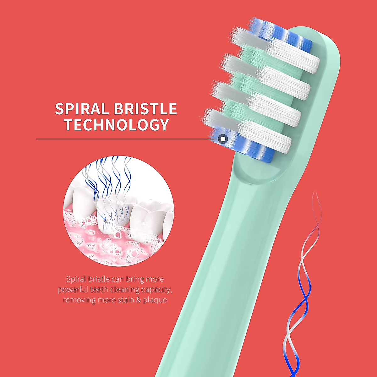 Replacement Toothbrush Heads Compatible with Colgate Hum Connected Smart Battery Toothbrush Refill Head, Green, 6 Pack