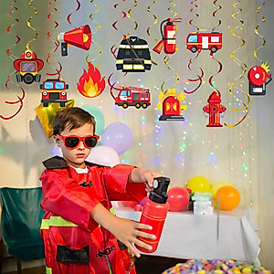 30 Pieces Fire Truck Hanging Swirl Decorations Firetruck Birthday Decorations Swirls Firefighter Party Favors Fire Truck Party Hanging Swirls for Fireman Theme Birthday Baby Shower