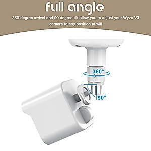 Wall Mount for Wyze Cam V3 , Outdoor and Indoor Weatherproof Protective Housing with 360 Degree Adjustable Mount Bracket, Home Security Camera System Accessories (WHITE-3Pack)