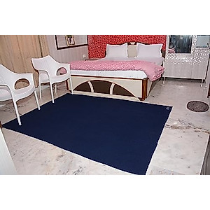 Hand Braided Bohemian Rectangle Blue Rug Cotton/Rugs for Bedroom/Bedside Rug/Recycled Cotton Rug/Organic Rug/Handmade Rug (10x11)