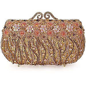 MOSSMON Flower Crystal Evening Clutch Bag Elegant Bride Wedding Party Purse for Women