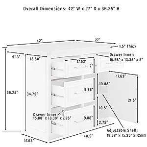 Crosley Furniture Cutler Kitchen Island with Faux Marble Top, White