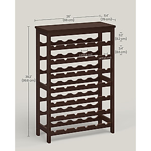 SONGMICS 42-Bottle Wine Rack Free Standing Floor, 7-Tier Display Wine Storage Shelves with Table Top, Bamboo Wobble-Free Bottle Holder for Kitchen Bar Dining Room Living Room, Espresso UKWR27BR