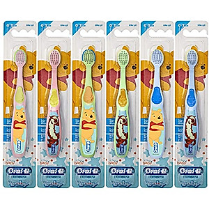 Oral-B Baby Manual Toothbrush, Pooh Characters, 0-3 Years Old, Extra Soft (Characters Vary) - Pack of 6