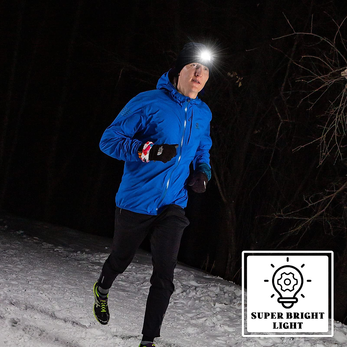 2 Pcs Beanie with Light 5 LED Beanie Hat Cool Stuff for Men Cool Camping Gadgets for Women Adult Knitted LED Stocking Cap Headlamp Winter Hat Christmas Stocking Stuffers Gifts, Battery Powered