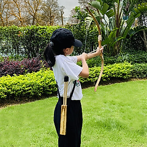 2 Pack Wooden Bow and Arrow Set for Kids, 2 Bows 2 Quivers and 20 Wood Arrows, 32 Inch Handmade Archery Set Outdoor and Indoor Games Toys, Gifts for Kids Youth Boys and Girls