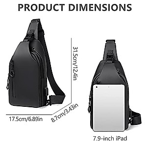 chinatera Crossbody Sling Backpack for Men Leather Chest Shoulder Bag with USB Port and Headphone Hole for Travel Hiking (Green)