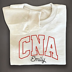 NAZENTI Personalized nurse sweatshirt, cna nurse crewneck sweatshirt, nurse sweatshirts er nurse sweatshirt,embroirded sweatshirts,cna nurse gifts