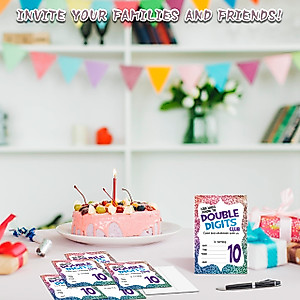 YQV 10th Birthday Party Invitations, 20-Count Fill-in Style Birthday Party Invites With Envelopes-HBYQK-B34