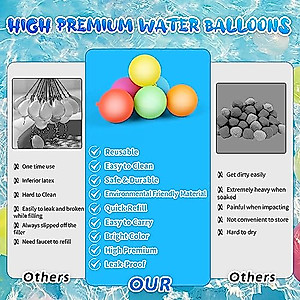VATOS 24pcs Reusable Water Balloons Pool Beach Water Toys for Boys and Girls Outdoor Water Bomb Balls Bath Games Party Favors Birthday Gifts for Kids 3 4 5 6 7 8 9 10 11 12 Year Old Outside Toy