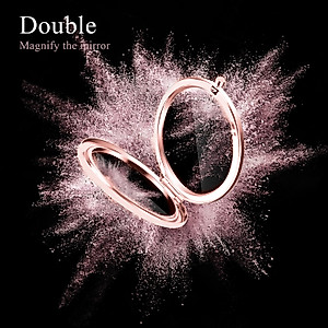 Rounded Compact Mirror, Customized Round Foldable Metal Makeup Mirror, 1x&2x Magnification Mini Mirror for Travel Purse Gift - Rose Gold Cactus