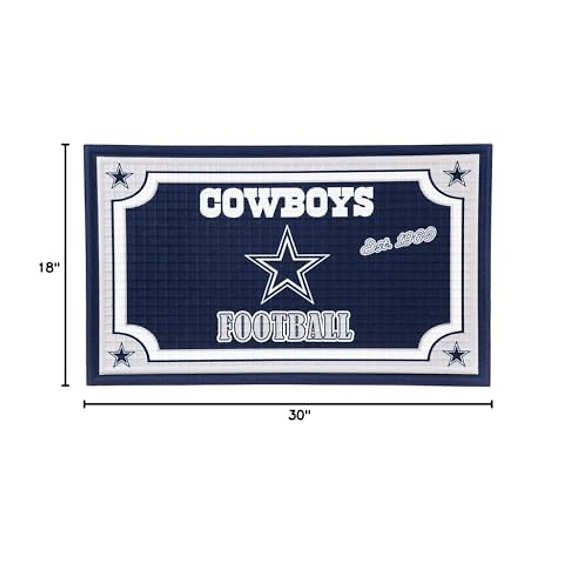 Team Sports America NFL Dallas Cowboys Embossed Outdoor-Safe Mat - 30" W x 18" H Durable Non Slip Floormat for Football Fans