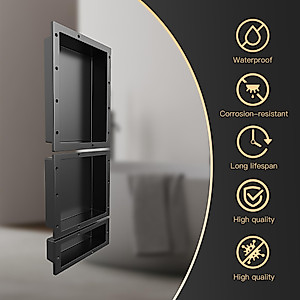 XZETORA Shower Niche SMC Material 40(20+14+6) X16in Niche for Shower Wall Shower Niches Ready for Tile Shower Niche Shelf