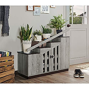 Furniture of America Barstead Wood Staircase Shoe Cabinet in Gray Oak
