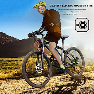 Y&Q Electric Bike for Adults, 750W Ebike, 27.5'' Electric Mountain Bike, 32MPH 48V 13AH Battery Electric Bicycle, LCD Display, Shimano 7, Phone Mount with USB Port for Mountain Beach Snow Commute