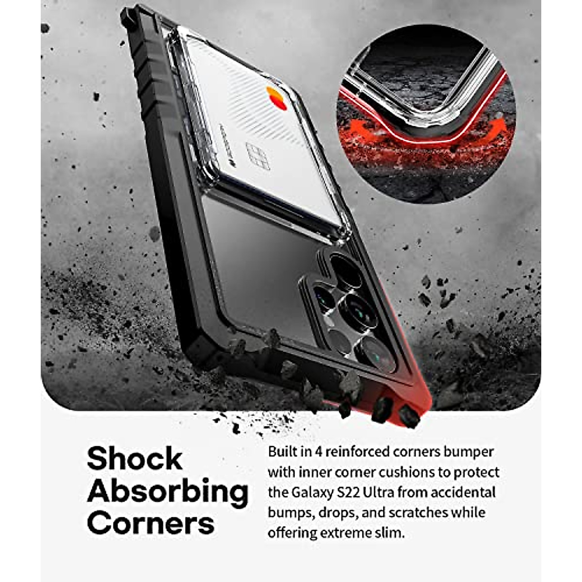 GOOSPERY Z Bumper Designed for Galaxy S22 Ultra Case, Shock Absorbing Dual Layer Structure TPU Edge Clear Back Cover with Detachable Clear Card Holder Stick On Phone Wallet