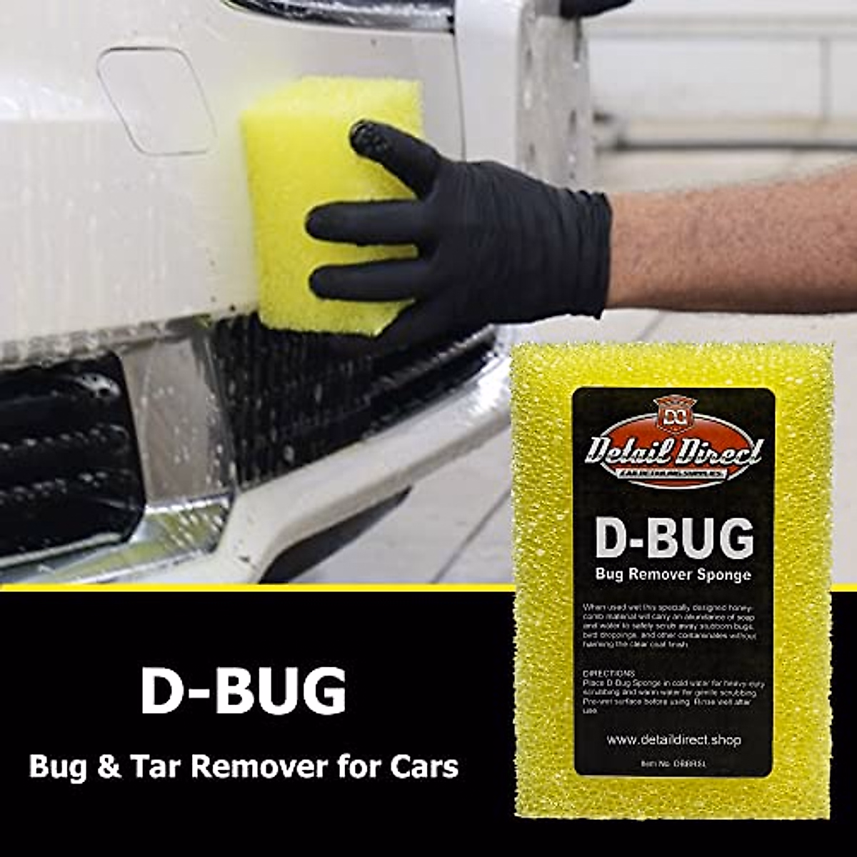 DETAIL DIRECT D-Bug Scrubber Sponge for Car Detailing, Yellow