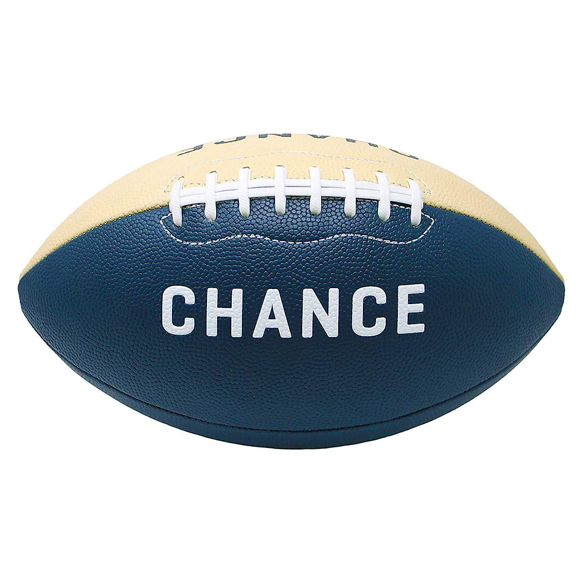Chance Football - PRO Quality Composite Leather (Size 7 Kids & Youth Football, 9 Adult Football) (9 Official - 11" x 7" x 20.5", Sebastian - Beige & Navy Blue)