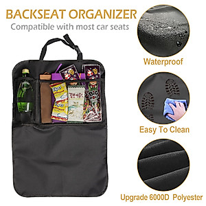 UYYE Back Seat Protector for Kids, Car Seat Kick Mats, Toddler Car Interior Back Seat Accessories, Universal Fit Organizers, Best Waterproof Protection for Upholstery from Dirt(2PCS-Black)