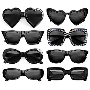 Pibupibu 8 Pack Black Sunglasses Bulk, Cool Black Bachelorette Party Sunglasses for Women Men Party Favors Sungasses Costume Accessories Eyewear Set