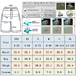 Kids Boy's Youth Hiking Casual Quick Dry Shorts, Lightweight Cargo Tatical Zipper Pockets Camping Travel Shorts (9048 Army Green L 11-12 Years)