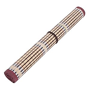 Paint Brush Holder, Bamboo Rollup Pen Case Travel Breathable Bamboo Rolling Bag with 9pcs Cloth Pockets Painting Tool Organizing Case for Acrylic Oil Watercolor Gouache