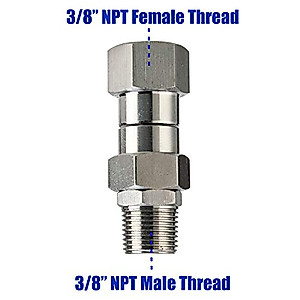 M MINGLE Pressure Washer Swivel, 3/8 Inch NPT Male Thread Fitting, Stainless Steel, 4500 PSI