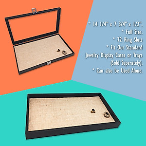 6-Pack Jewelry Display Foam Pad, Tray Insert - 72 Rings Holder Slots - Beige Burlap (14x7 Full Size) by TheDisplayGuys