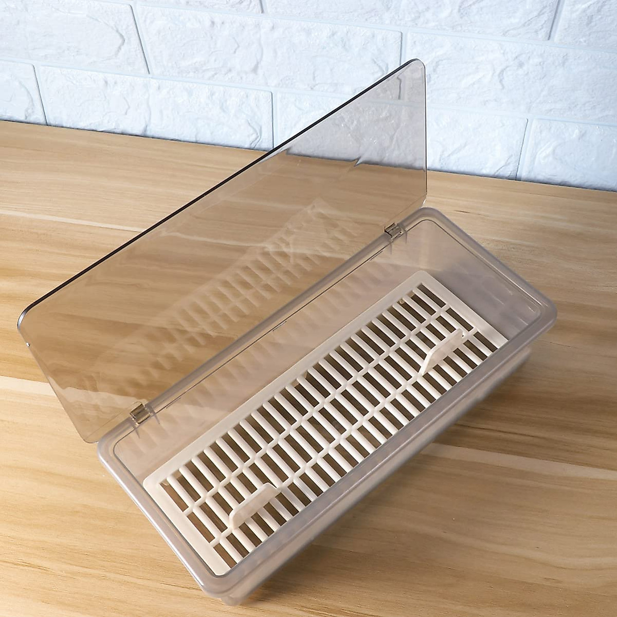 Cabilock Utensil Holder Cutlery Storage Box Plastic Tray Flatware Organizers with Lid- proof Cutlery Tray and Utensil Storage Container Countertop Storage Container (Black) Plastic Silverware