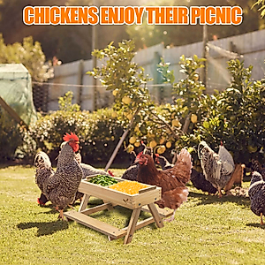 COLRASN Chicken Picnic Table,Chicken Feeder No Waste Handmade Wooden, DIY Chicken Feeder Kit, 15.7" L X 15" W X 10" H, Duck Feeder No Mess, Easy to Clean and Fill, Keep Food Fresh and Dry