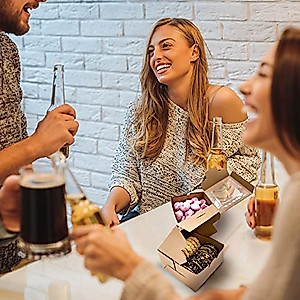 DONGYAN Bakery Boxes 4x4x2.5 Inch, 20 Packs Cookie Boxes with Window, Cup Cake Box for Pastry, Dessert, Donut, Chocolate, Strawberry, Including DIY Cards and Decorative Bouquets