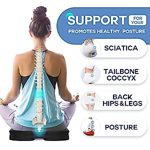 Stuffed Seat Cushion for Office Chair, Desk Chair Cushion for Long Sitting, Ergonomic Butt Cushion for Desk Chair, Gel Office Chair Seat Cushion, Memory Foam Butt Support for Chair