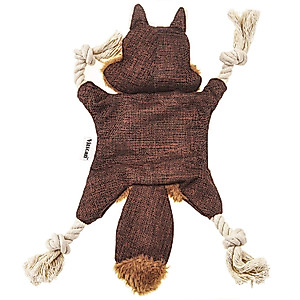 Durable Dog Toys for Aggressive Chewer Squeaky Indestructible Puppy Toys Tough Dog Squeaky Toys No Stuffing Crinkle Dog Toy, Rope Knots Puppy Chew Teething Toys, Sturdy Squirrel Interactive Pet Toy