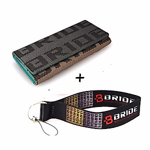 WOMENS BRIDE RACING FABRIC TRIFOLD TEAL WALLET LEATHER GRADATION FEMALE + Bride Key