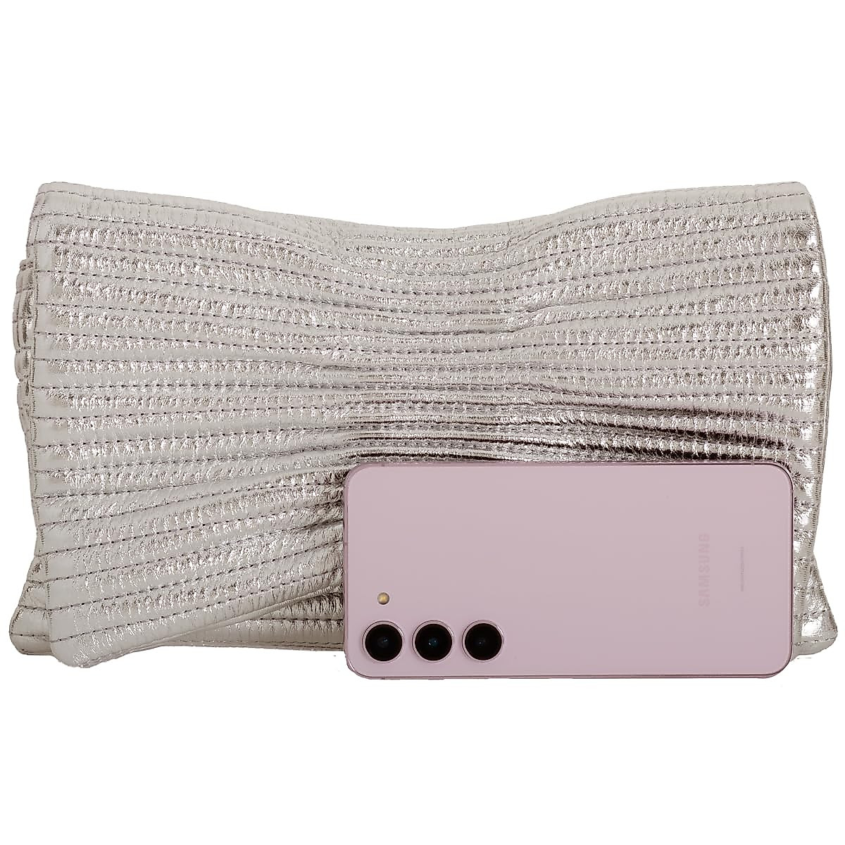 JNB Metallic Quilted Envelope Clutch,Sv44