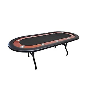 BBO Poker Ultimate Mahogany Folding Poker Table for 10 Players with Felt Playing Surface (Black)