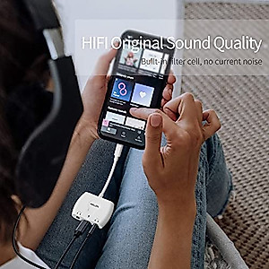 Lightning to 3.5mm Headphone Jack Adapter/Cable,iPhone Headphone Adapter/Splitter, Earphone Splitter Adapter Aux Audio Jack Dongle for iPhone 13/12/SE/11/Xs/XR/X/8,Support iOS 15