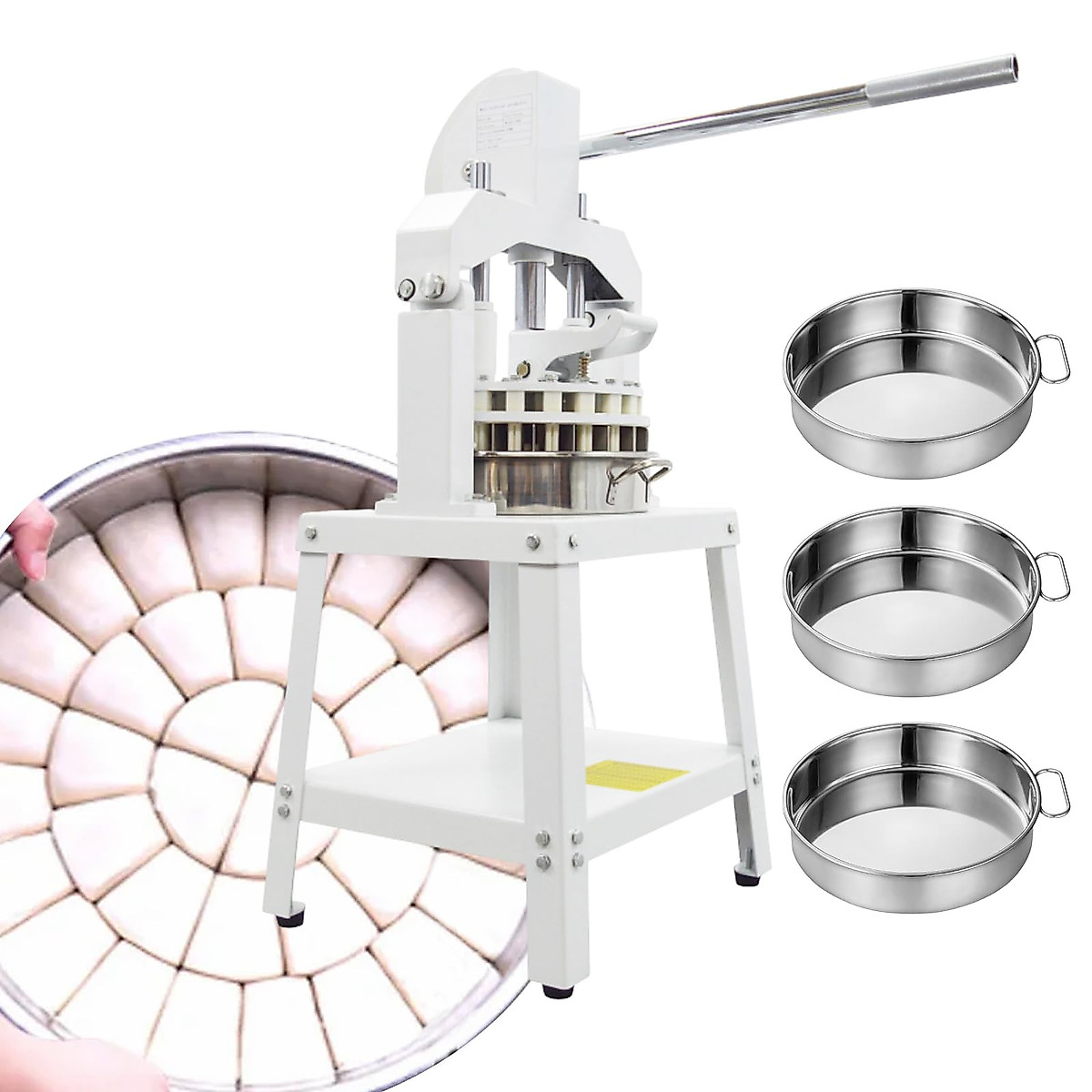INTSUPERMAI Dough Divider Cutter Machine 36PCS Manual Dough Divider Rounder 3 Pans Hydraulic Dough Equal Cutter DIvider Cutting Machine 1.06oz-5.64oz One Piece